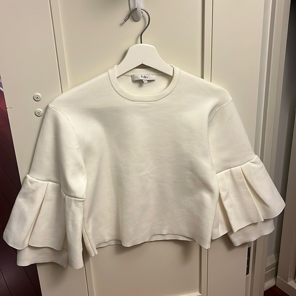 Tibi | Tops | Tibi White Top Special Sleeves Size Xxs | Poshmark